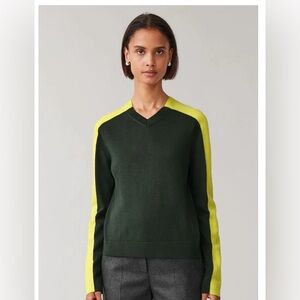 COS | Sweaters | Cos Colourblock Wool Top Sweater Pullover Green Medium ...